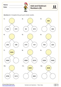 Add and subtract numbers (B) | Fun and Engaging 4th Grade PDF Worksheets