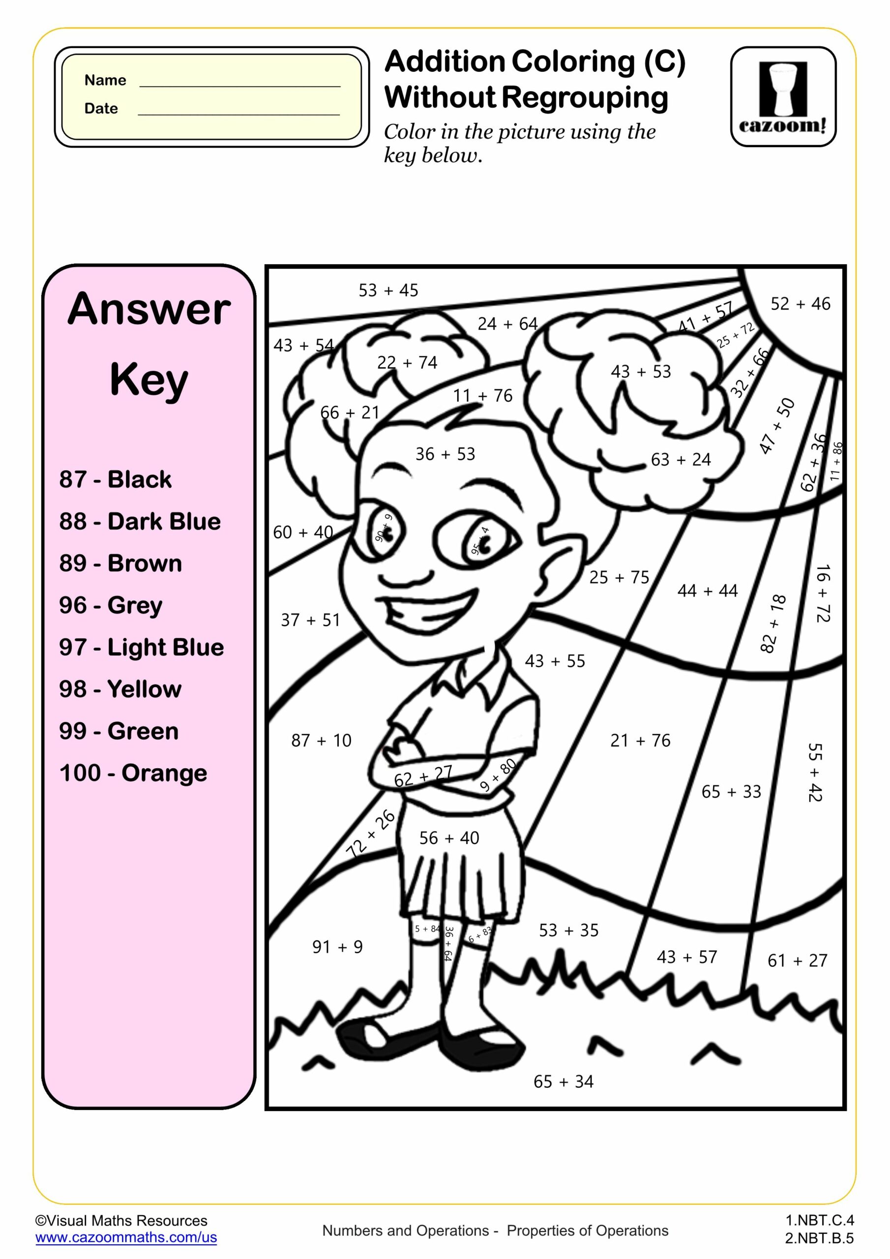 Adding Numbers up to 100 Worksheets | Printable PDF Math Worksheets ...