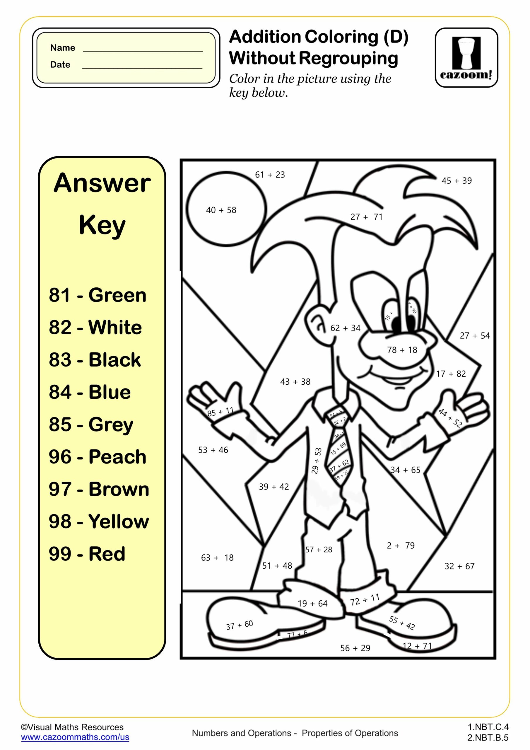 Adding Numbers up to 100 Worksheets | Printable PDF Math Worksheets ...