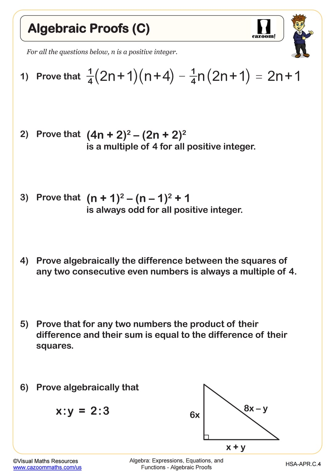 Algebraic Proofs (B) Worksheet | Algebra II PDF Worksheets