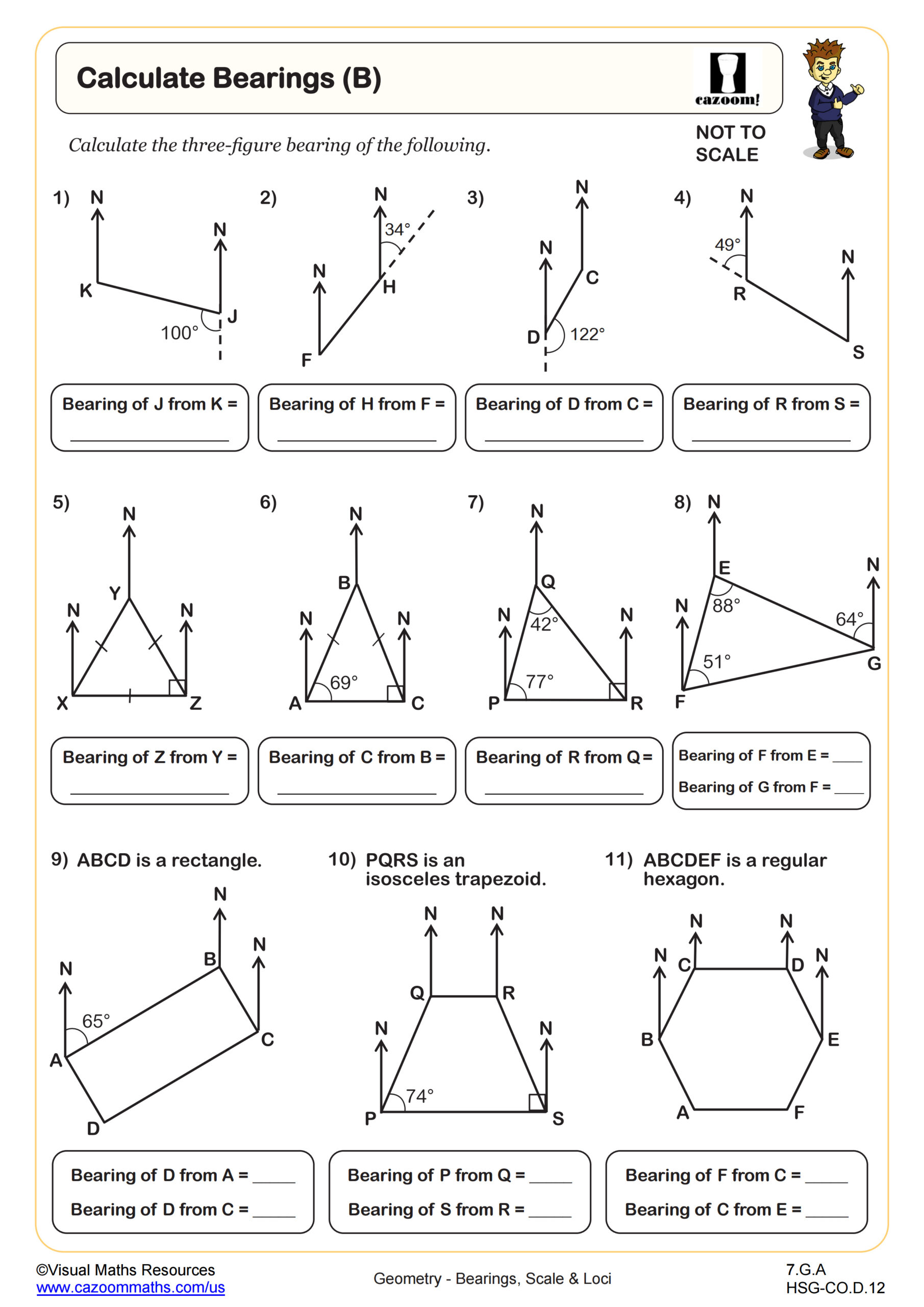 Calculating Bearings (A) Worksheet | Fun and Engaging 7th Grade PDF ...