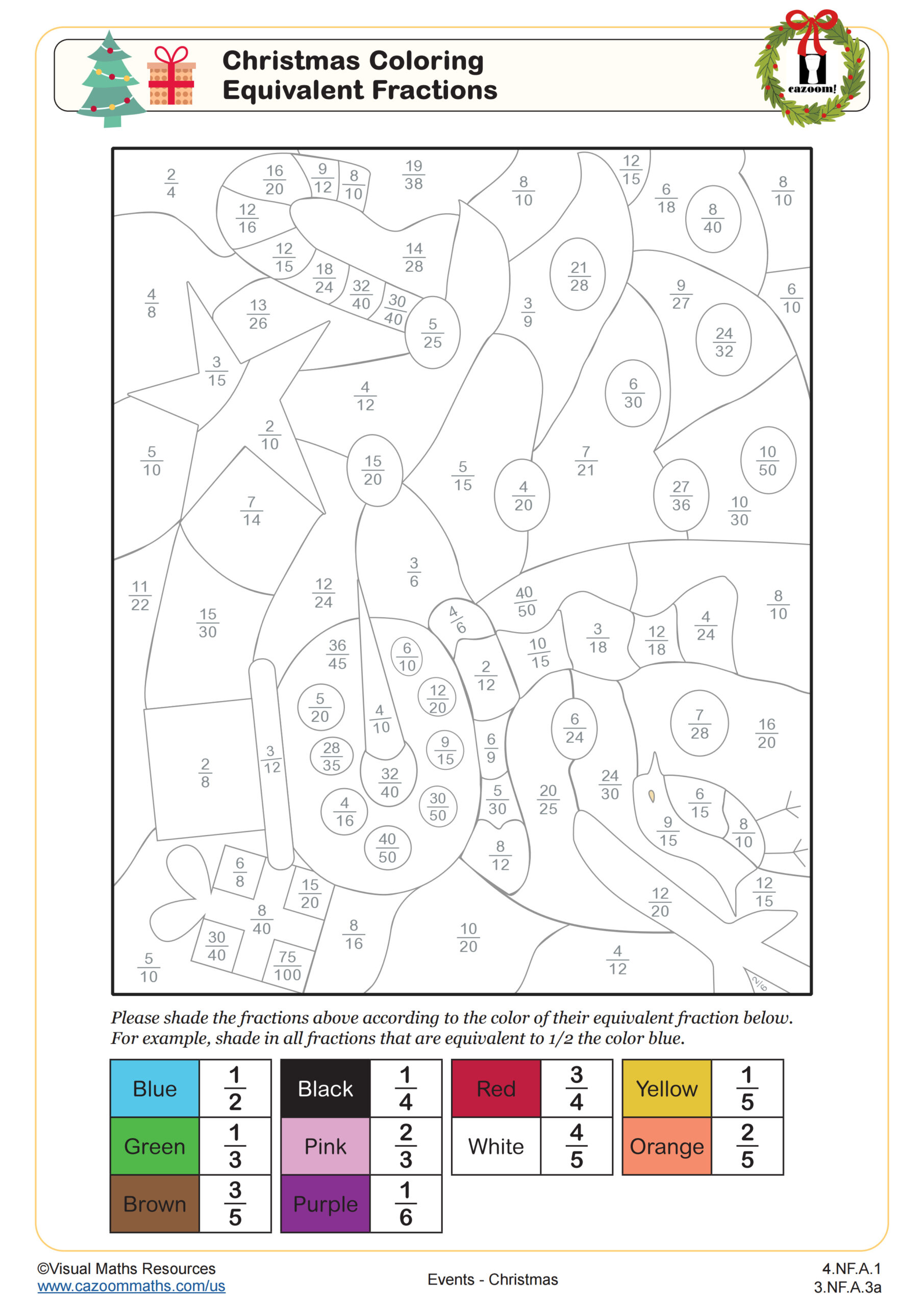 Equivalent Fractions Coloring Sheet