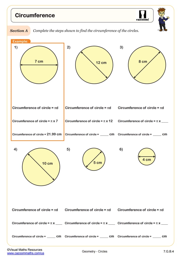 Circle Theorems (A) Worksheet | PDF Printable Geometry Worksheet