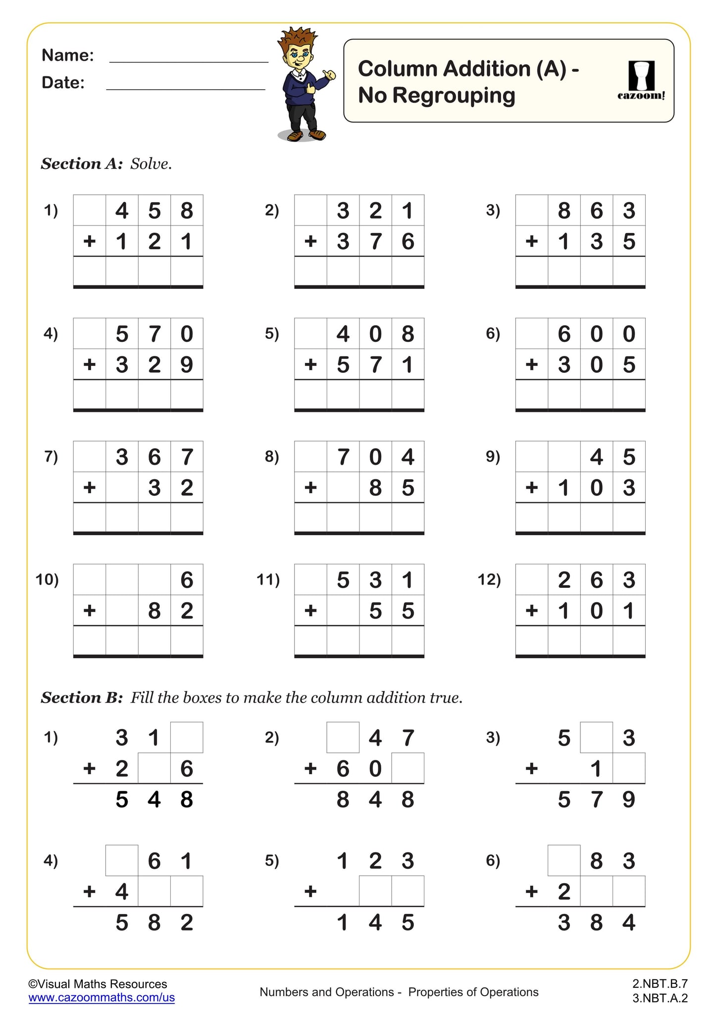 Column Vector Addition Worksheet | Pre-Calculus PDF Worksheets