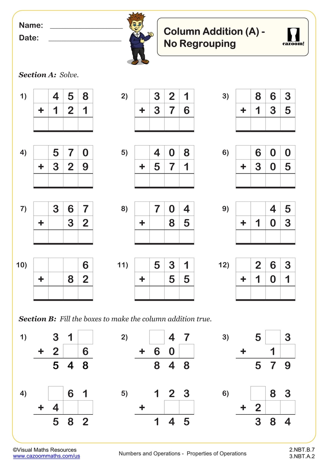 Column Vectors (A) Worksheet | Pre-Calculus PDF Worksheets