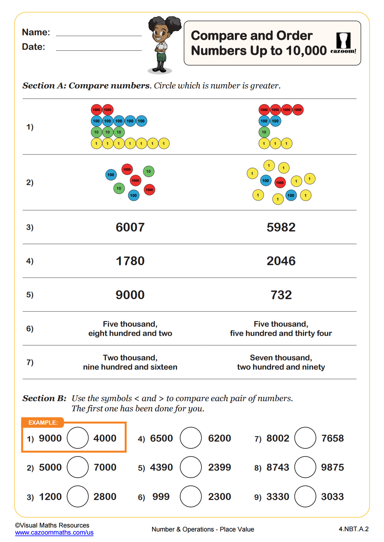 Compare and Order Numbers to 10,000 | PDF printable Number and ...
