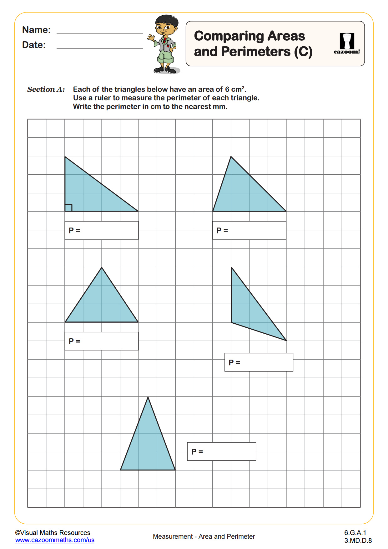Comparing Areas and Perimeters (C) | PDF printable Measurement Worksheets