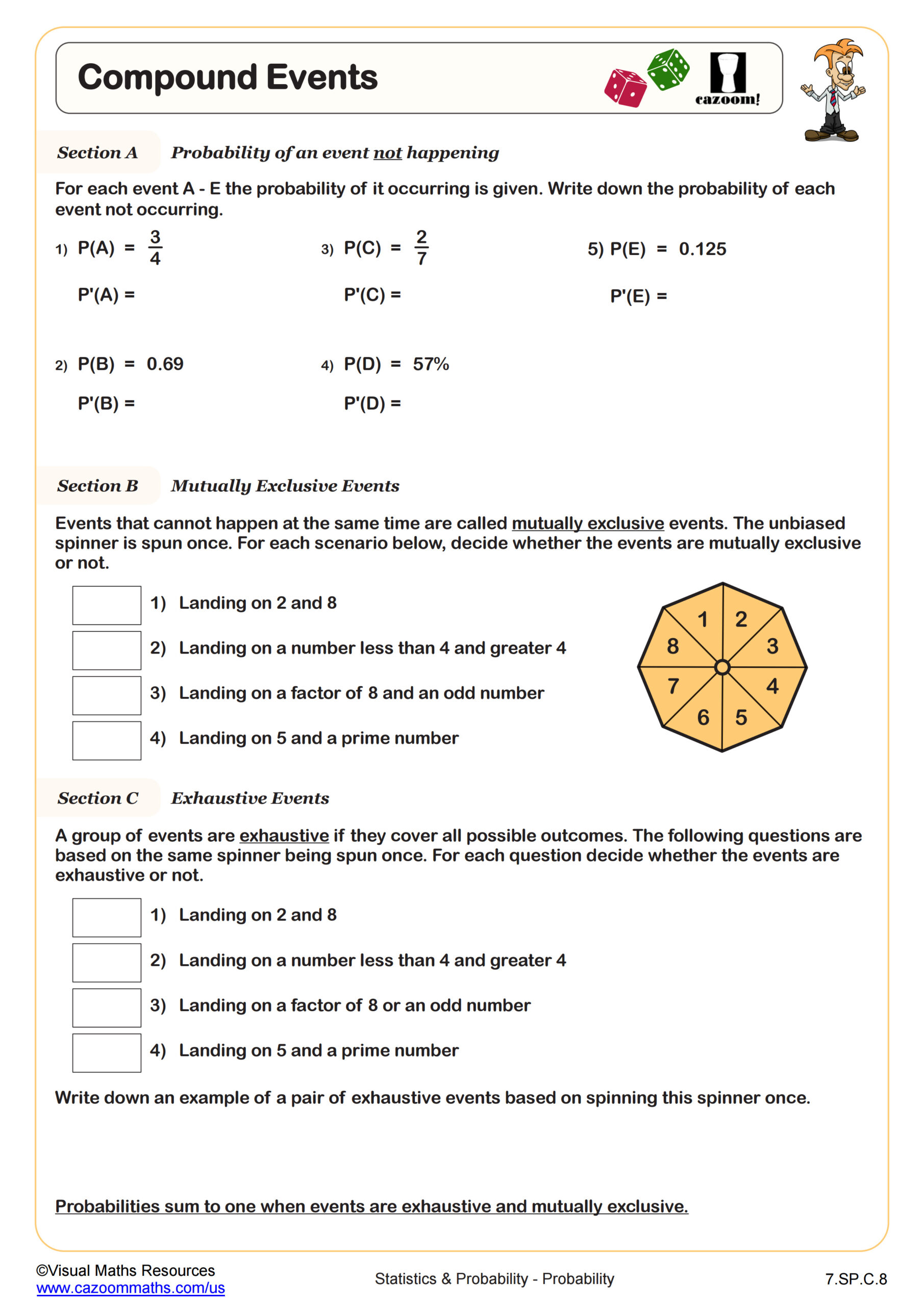 7th Grade Probability Worksheets | PDF Printable Worksheets | Cazoom Math