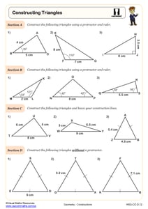 Constructing Triangles Worksheet | PDF Printable Geometry Worksheet