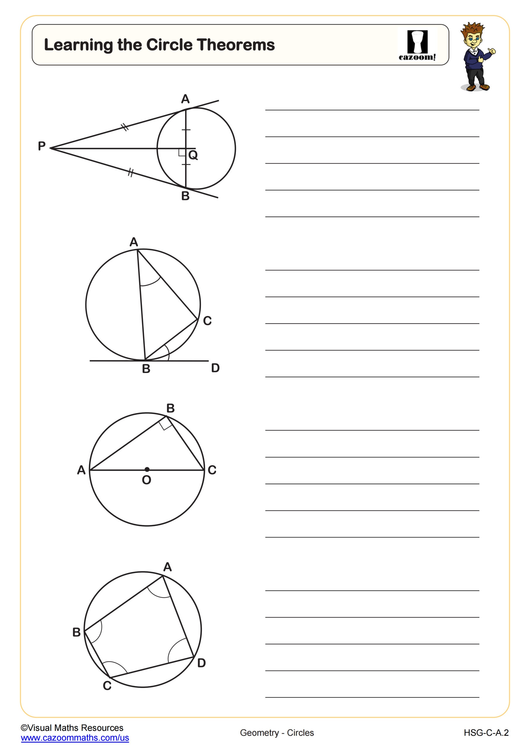 Constructing the Circle Theorems Worksheet | Geometry PDF Worksheets