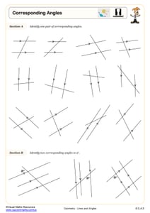 Corresponding Angles Worksheet | Fun and Engaging 8th Grade PDF Worksheets