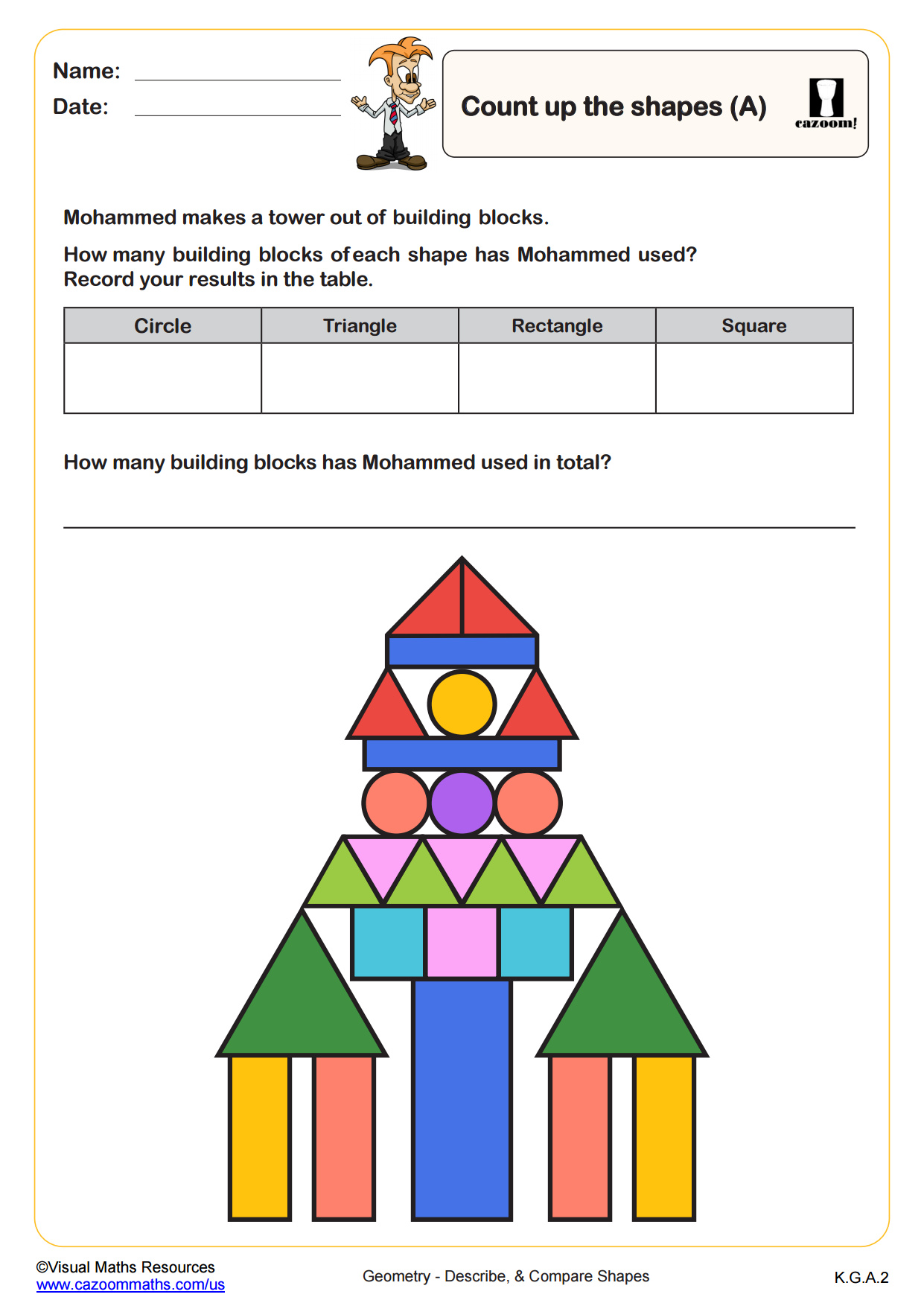 Kindergarten Describe and Compare Shapes Worksheets | PDF Printable ...