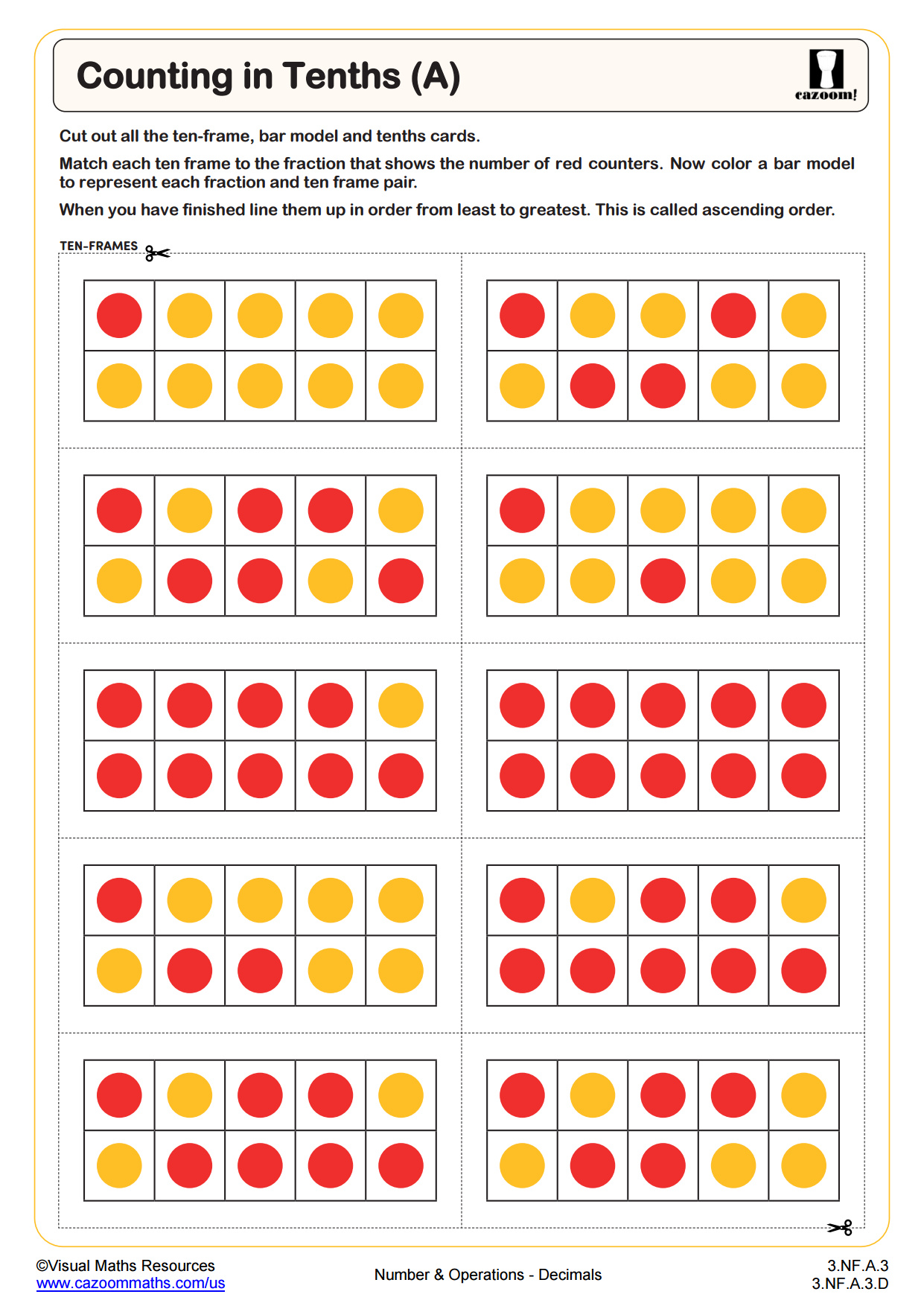 Tenths and Hundredths Using the Hundred Square | 4th Grade PDF Number ...