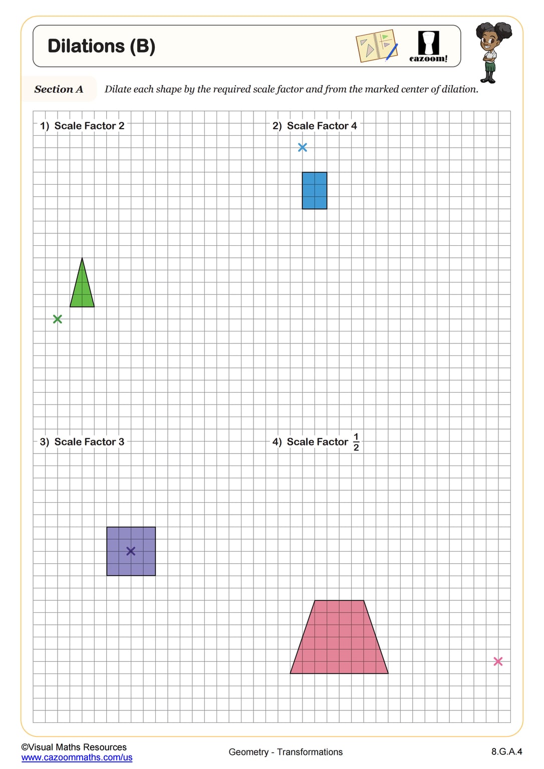 Dilations (A) Worksheet | Fun and Engaging 8th Grade PDF Worksheets