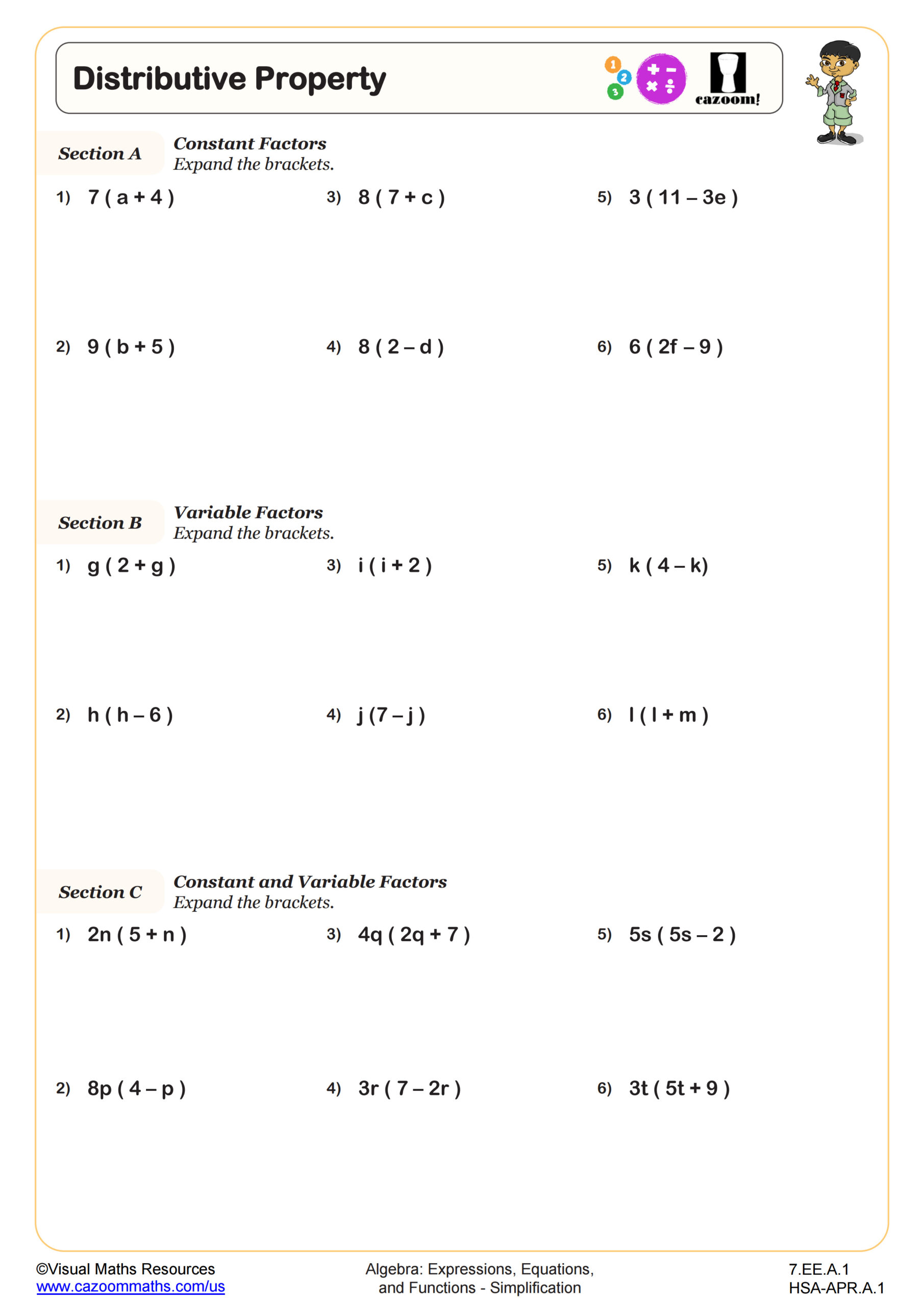 Factoring using GCF Worksheet | PDF Printable Algebra Worksheet ...