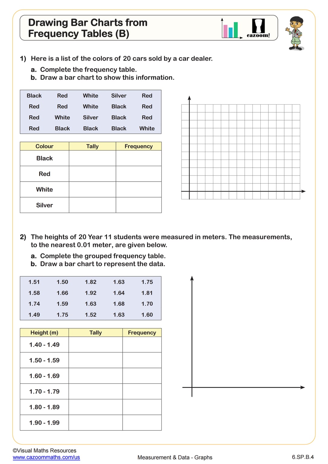Drawing Pie Charts (B) Worksheet | 6th Grade PDF Worksheets
