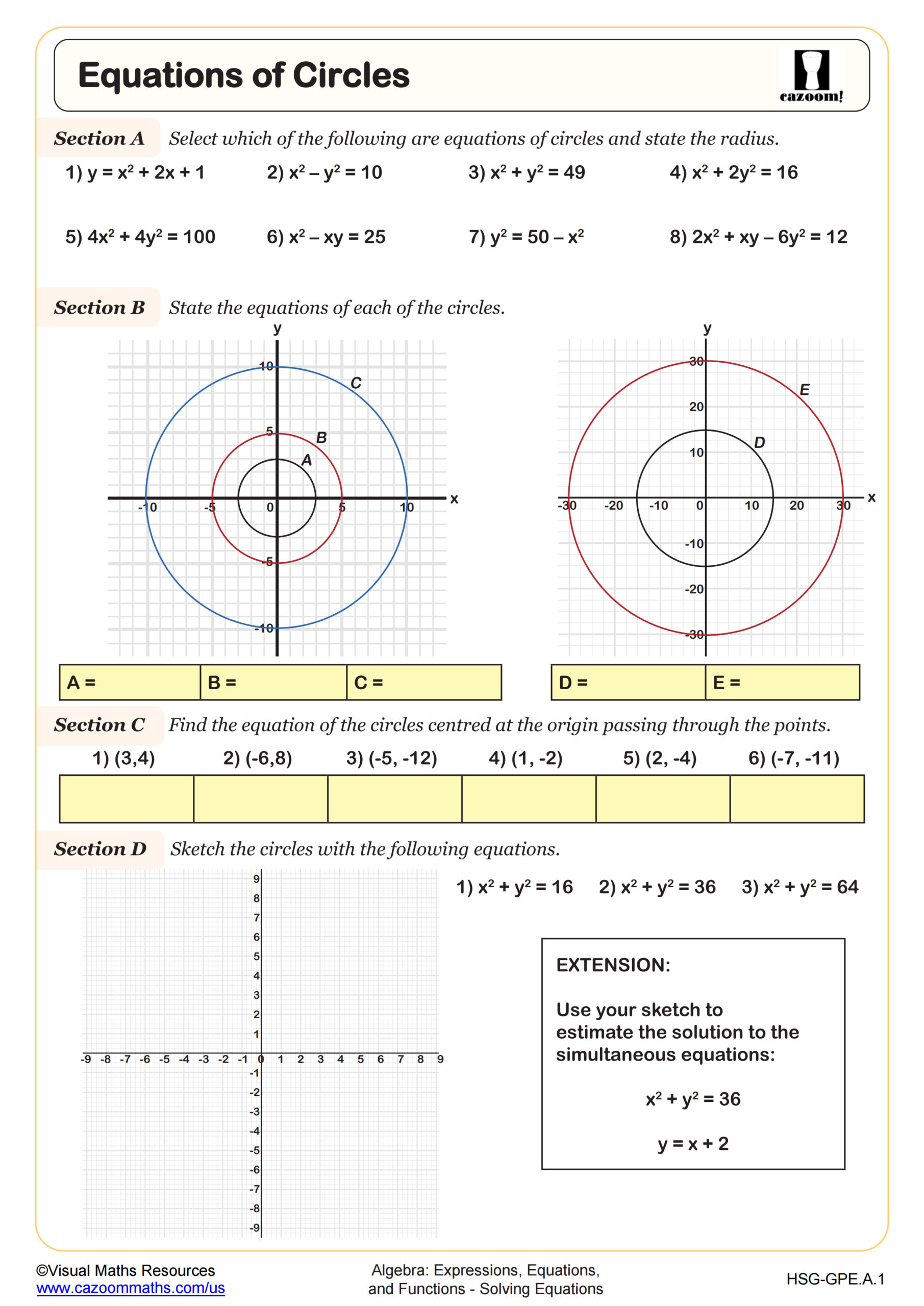Geometry Solving Equations Worksheets | PDF Printable | Cazoom Math