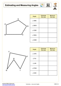 Estimating and Measuring Angles Worksheet | 4th Grade PDF Worksheets