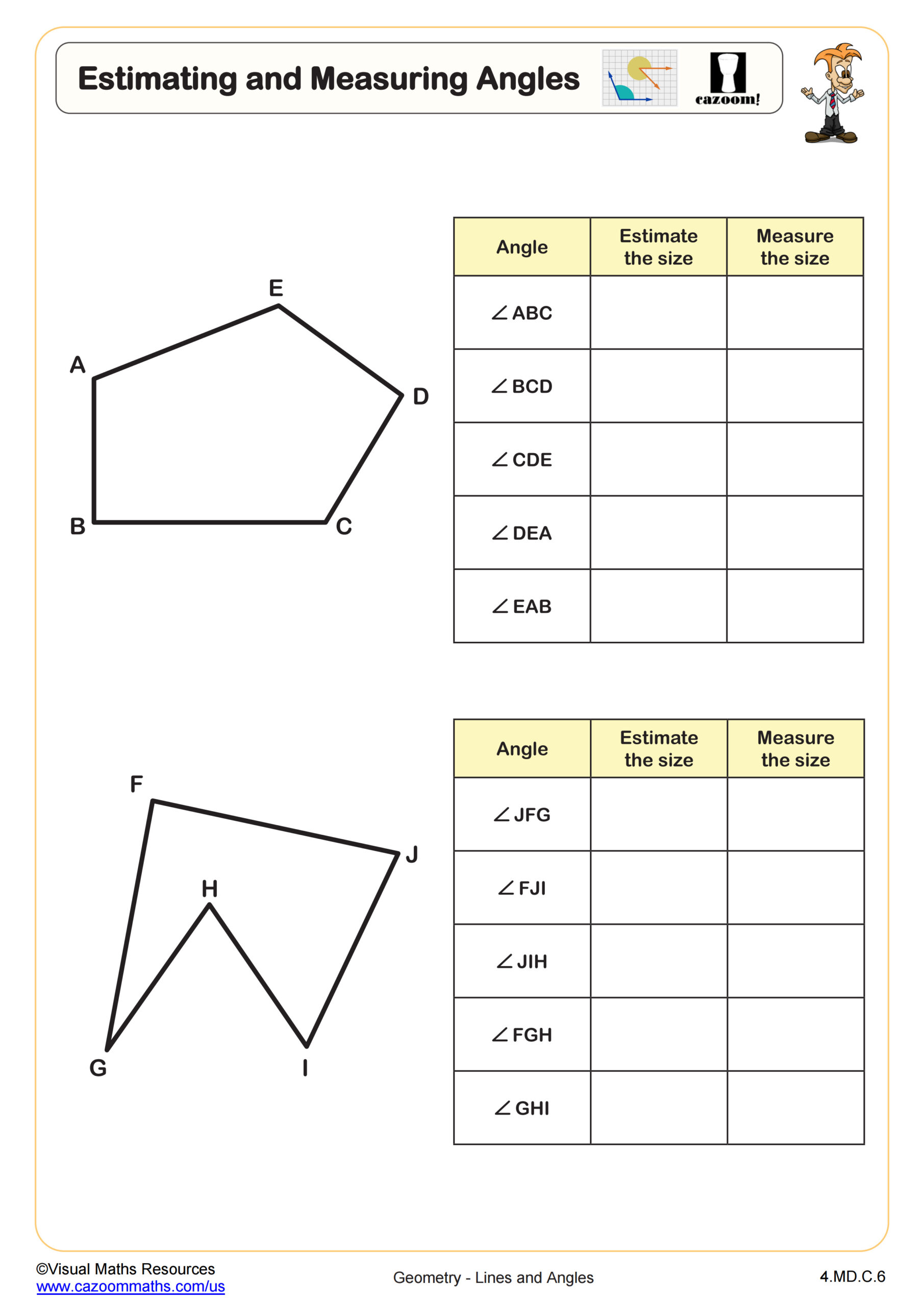Estimating and Measuring Angles Worksheet | 4th Grade PDF Worksheets ...