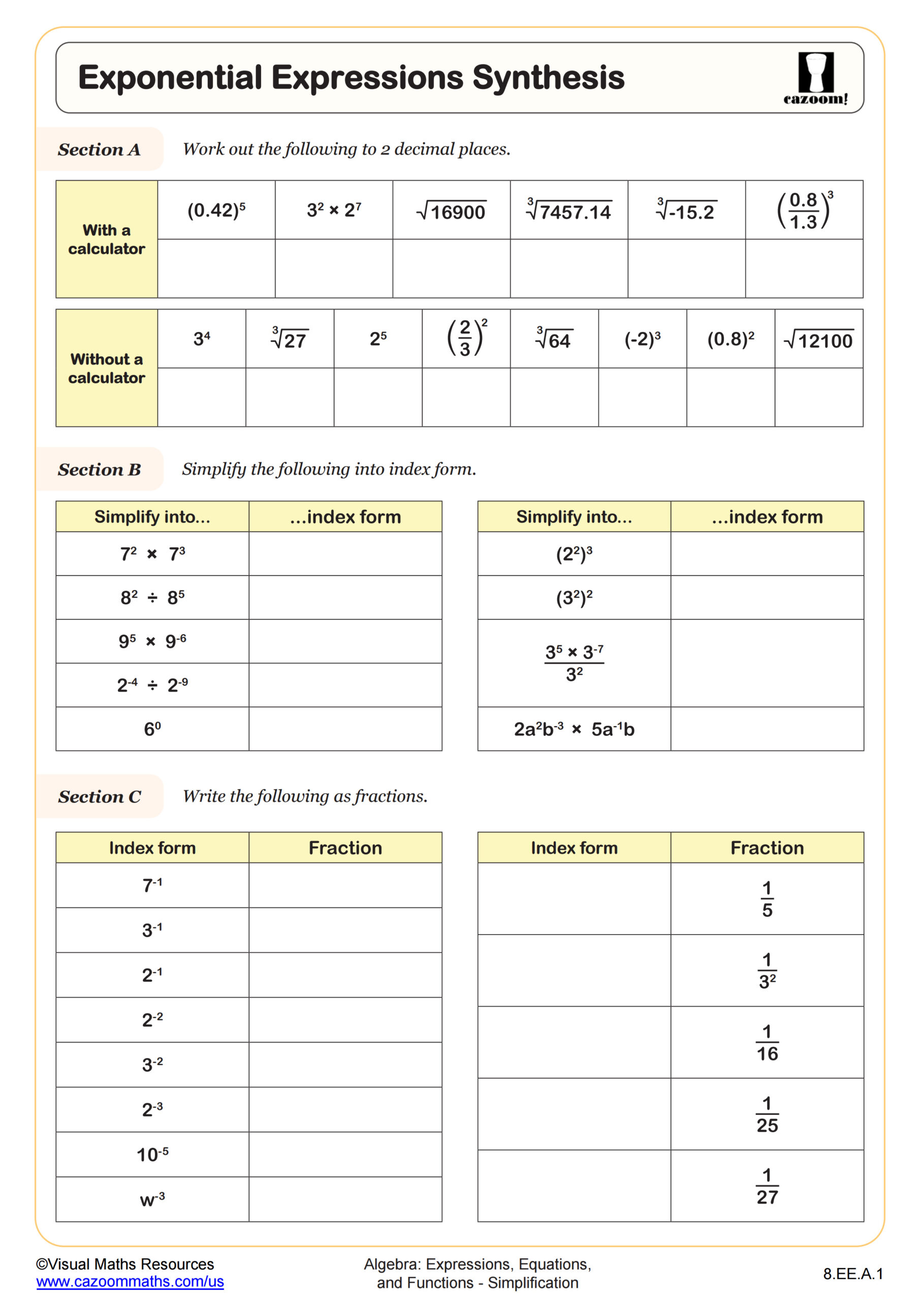 7th Grade Simplification Worksheets | PDF Printable Worksheets | Cazoom ...