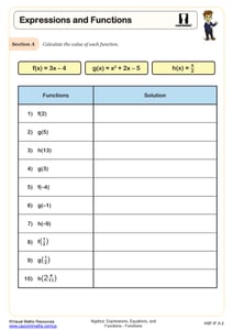 Expressions and Functions Worksheet | Algebra I PDF Worksheets