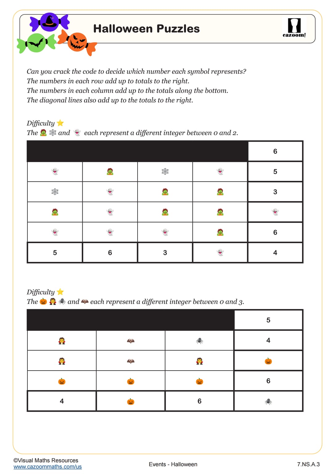 Halloween Puzzles Worksheet | Fun and Engaging 7th Grade PDF Worksheets