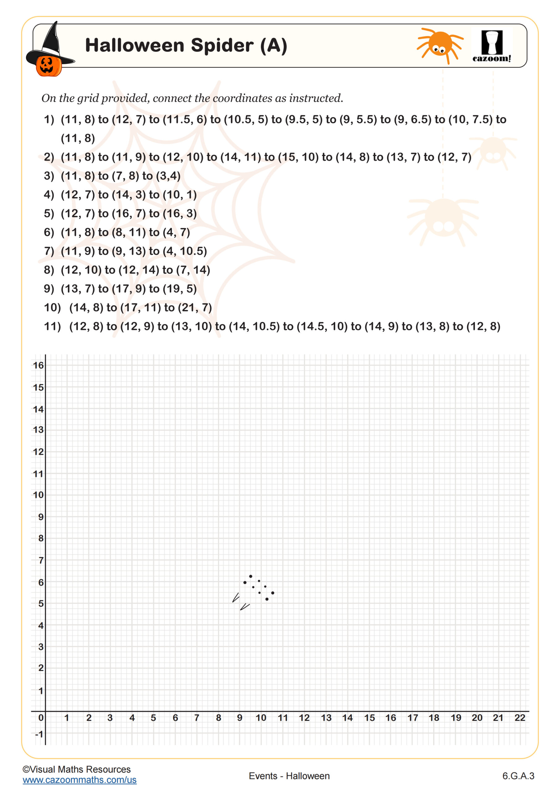 Halloween Spider (A) Worksheet | 6th Grade PDF Events Worksheets ...