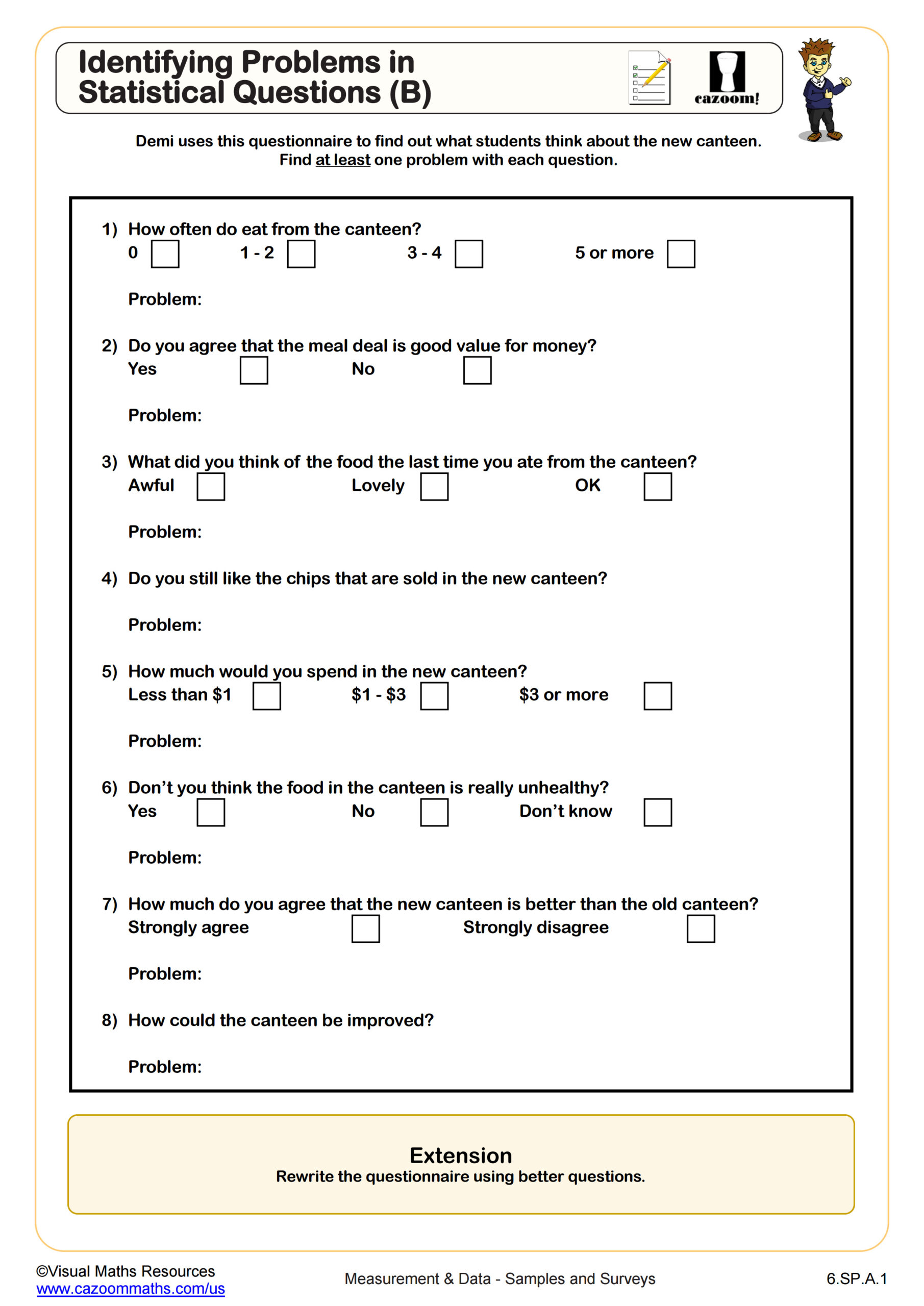 Sample Bias Worksheet | 7th Grade PDF Worksheets | Cazoom Math