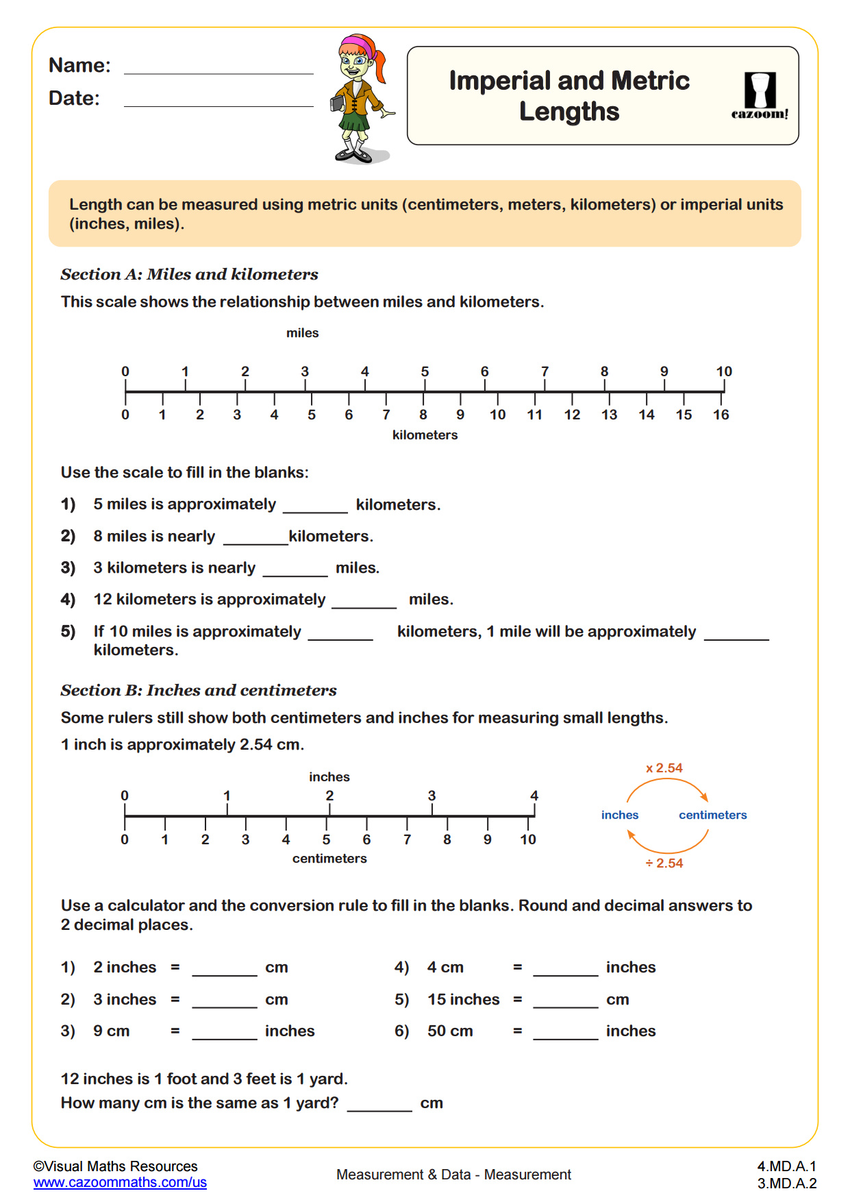 Imperial and Metric Lengths | PDF printable Measurement and Data Worksheets