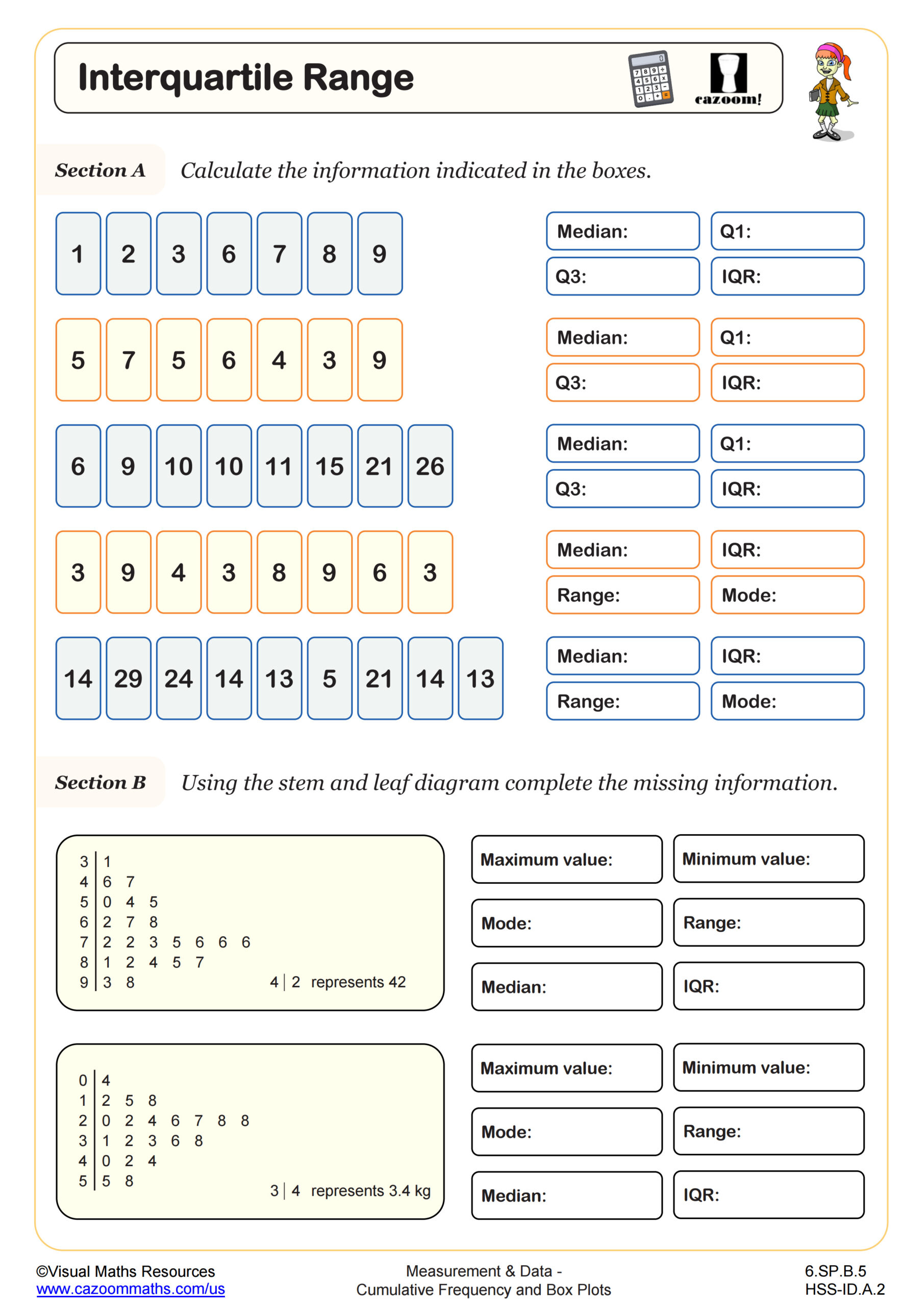 Interquartile Range Worksheet | Fun and Engaging 6th Grade PDF ...