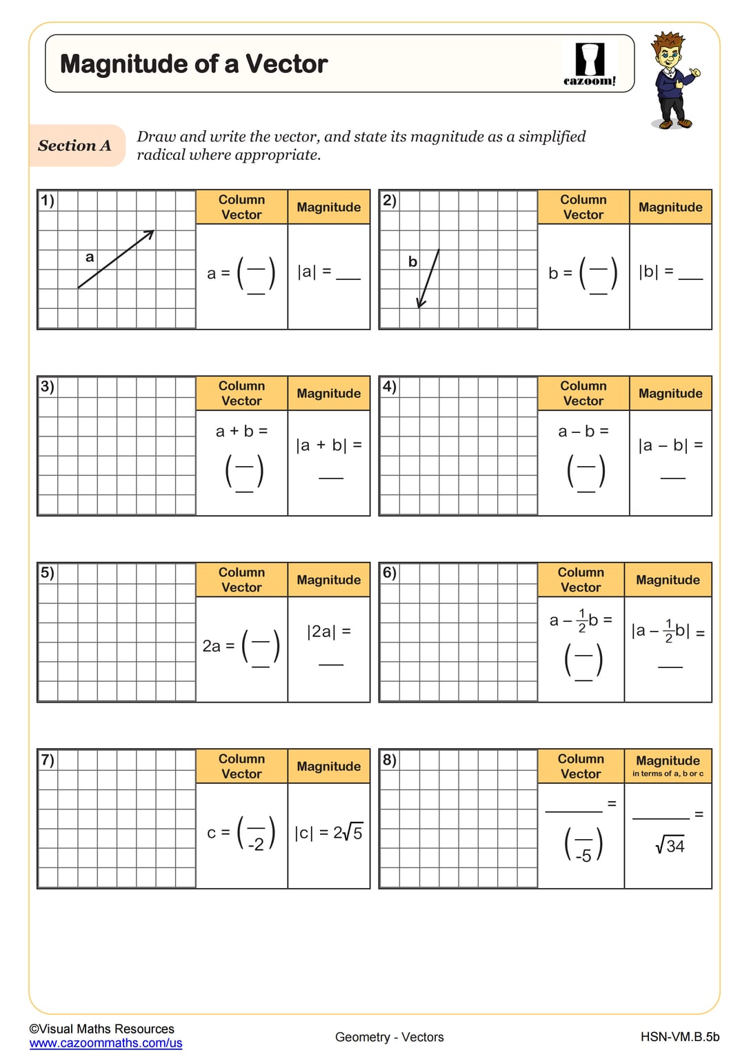 Magnitude of a Vector Worksheet | Fun and Engaging Pre-Calculus PDF ...