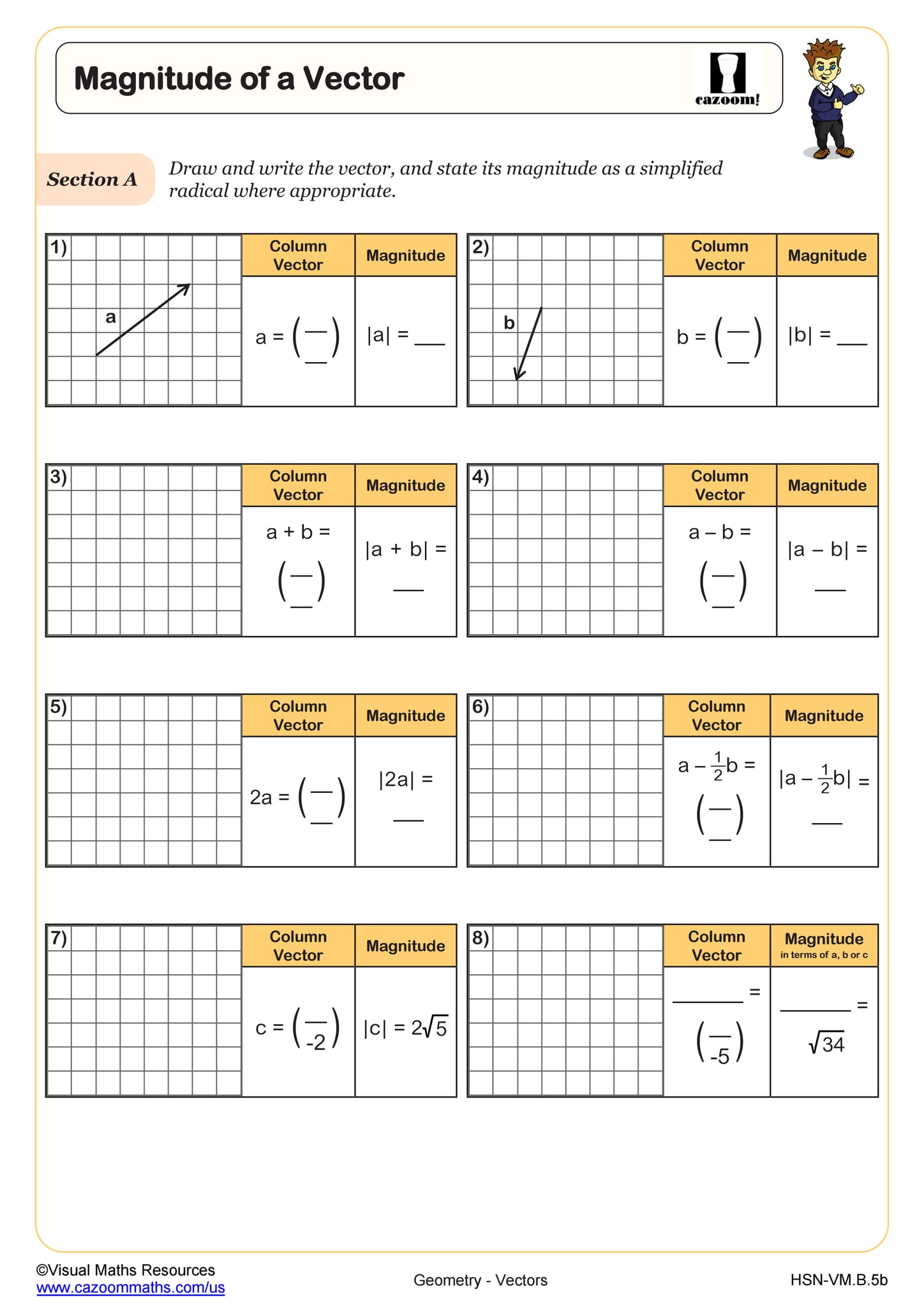 Magnitude of a Vector Worksheet | Fun and Engaging Pre-Calculus PDF ...
