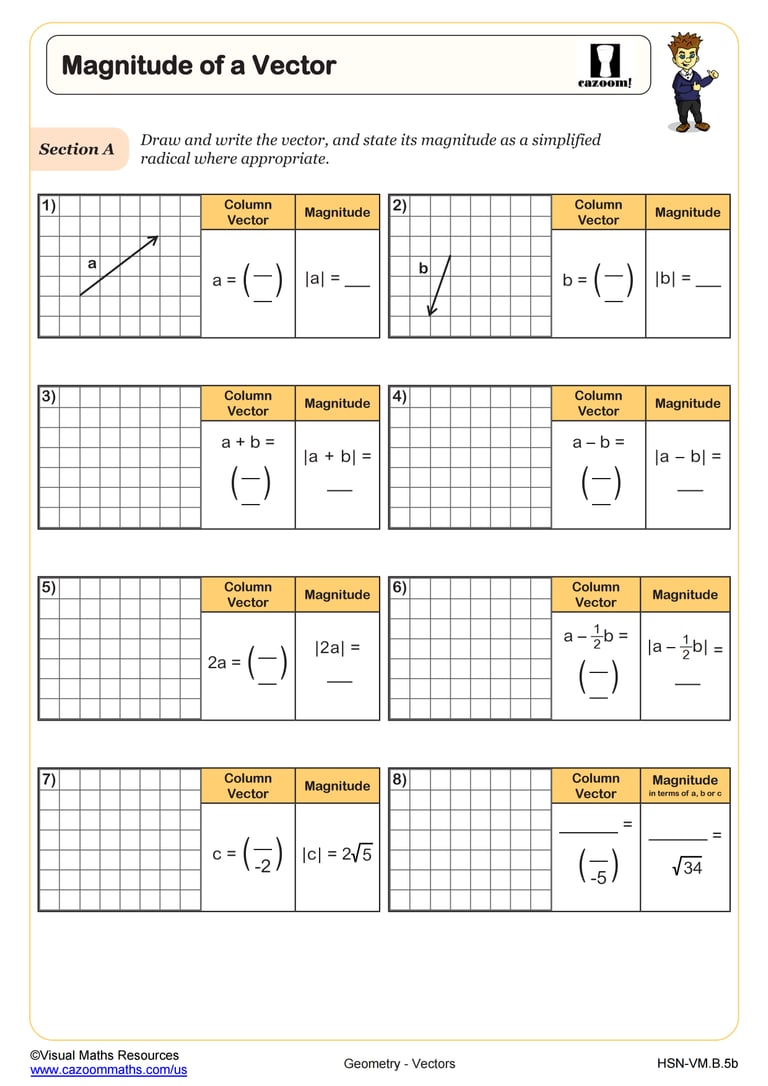 Magnitude of a Vector Worksheet | Fun and Engaging Pre-Calculus PDF ...