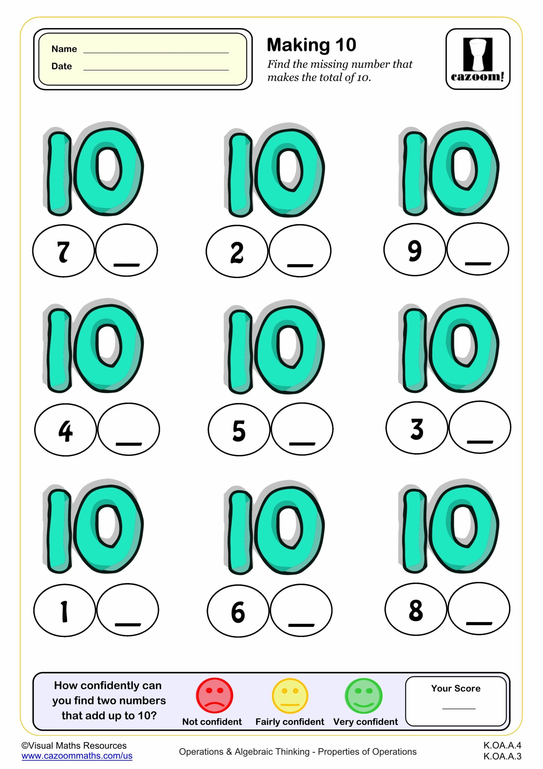 Number Bonds Up to 20 Worksheets | Printable PDF Math Worksheets ...