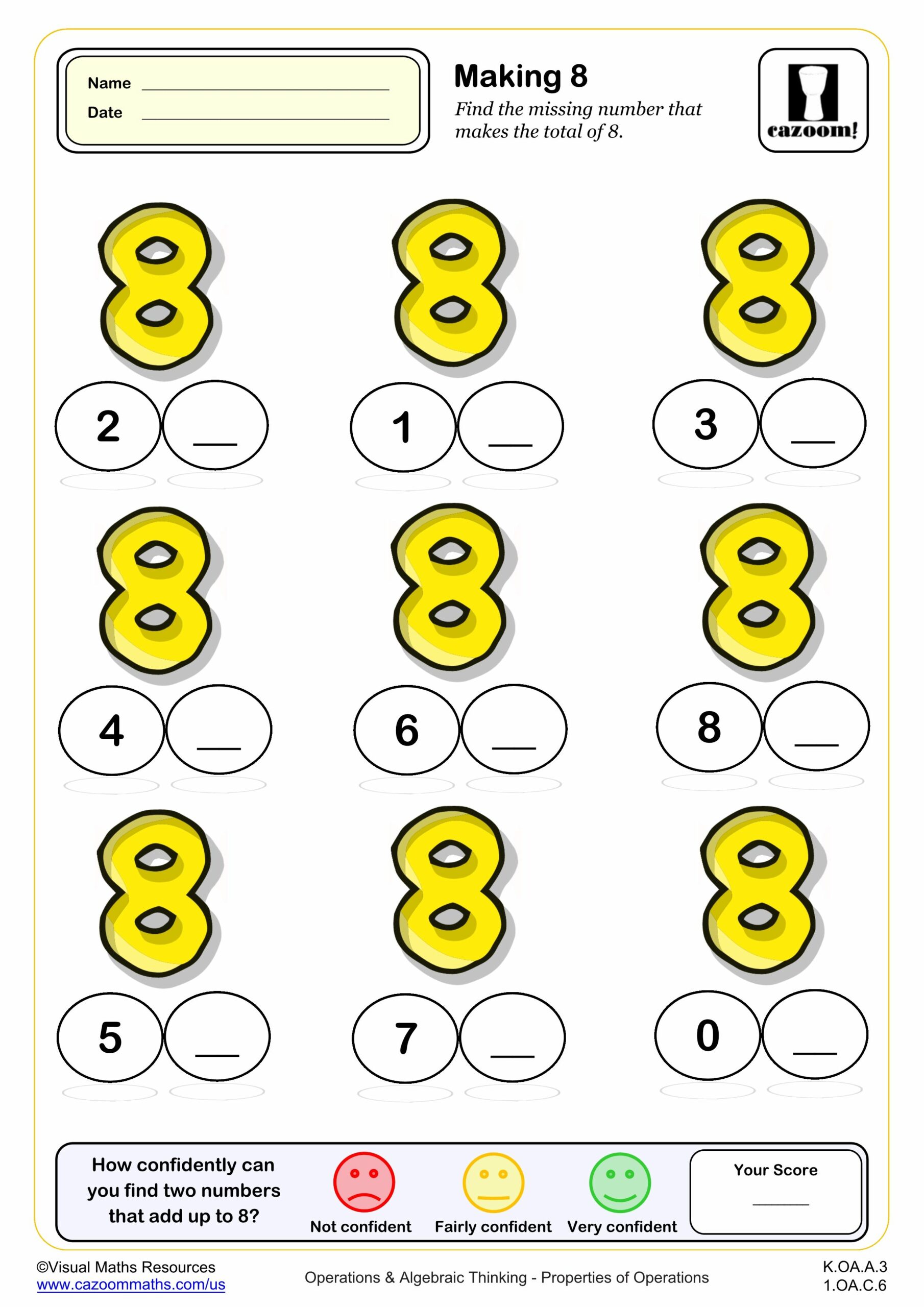 Kindergarten Addition Worksheets | Cazoom Math