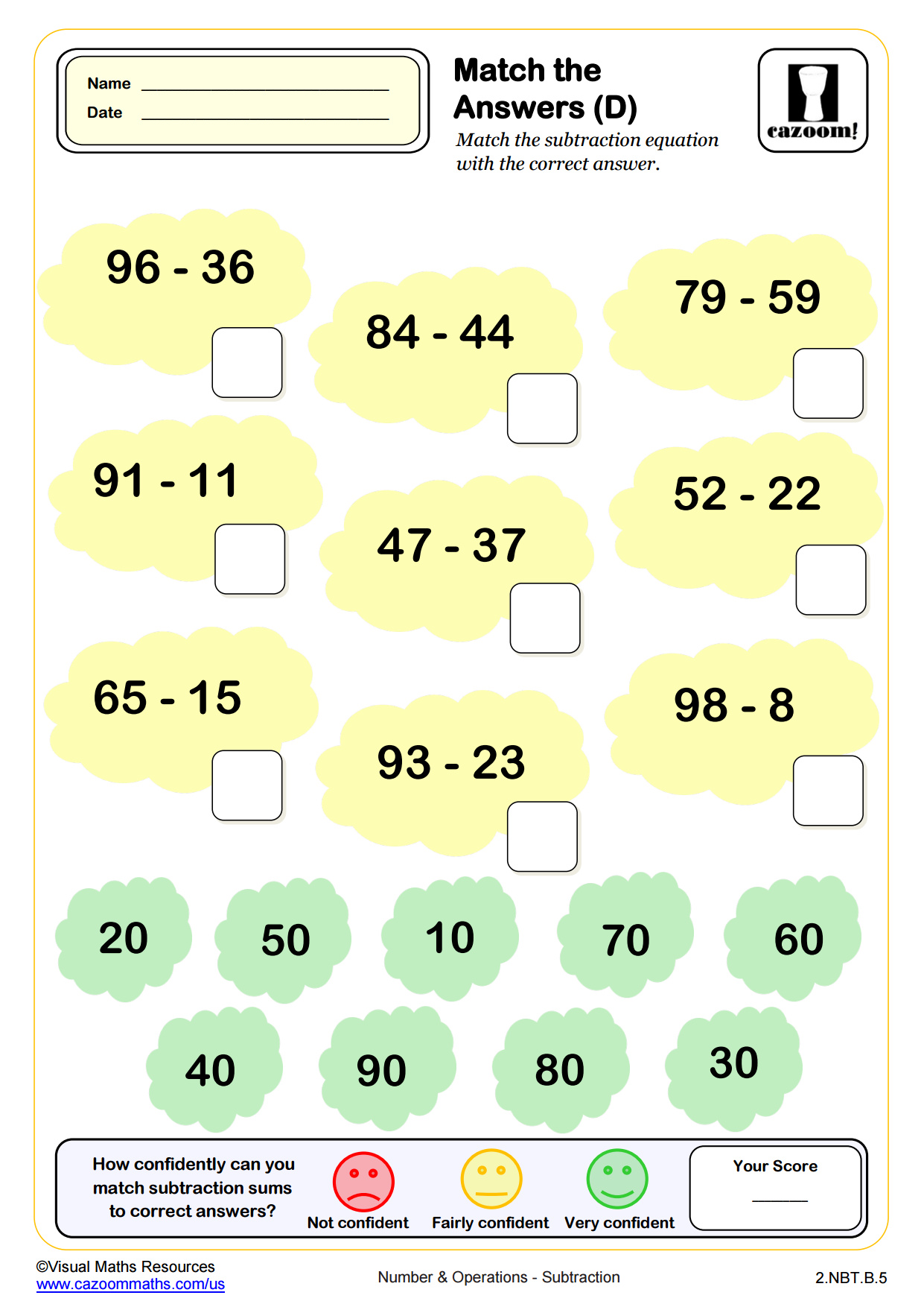 Match the Answers D | Fun and Engaging 2nd Grade PDF Worksheets