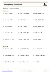 Multiplying 3 Binomials (A) Worksheet | PDF Printable Algebra Worksheet