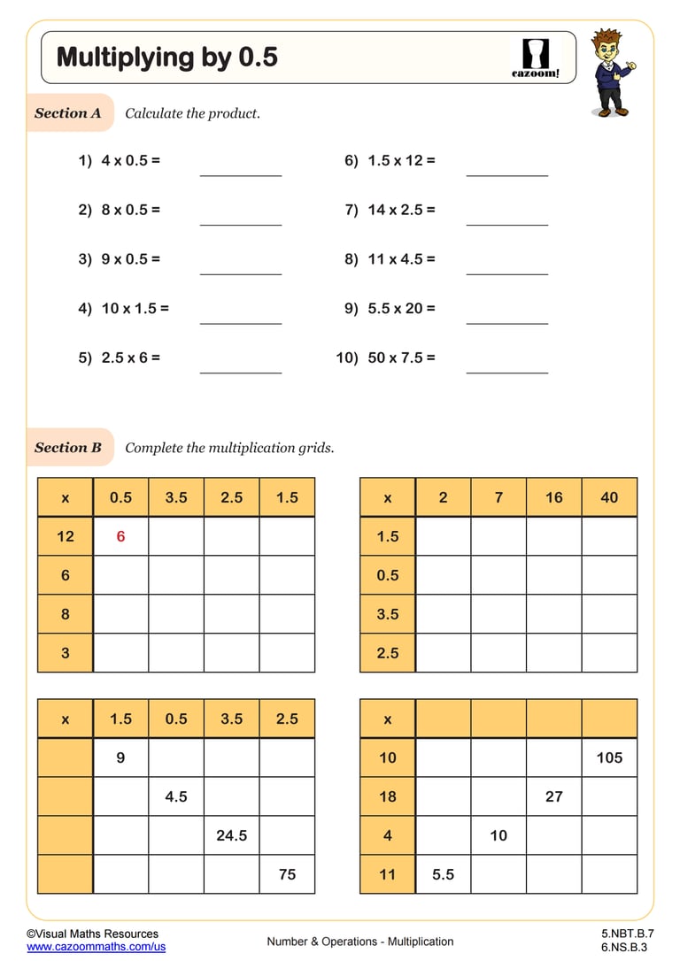 Multiplying and Dividing by Powers of Ten 15 Minute Challenge Worksheet ...