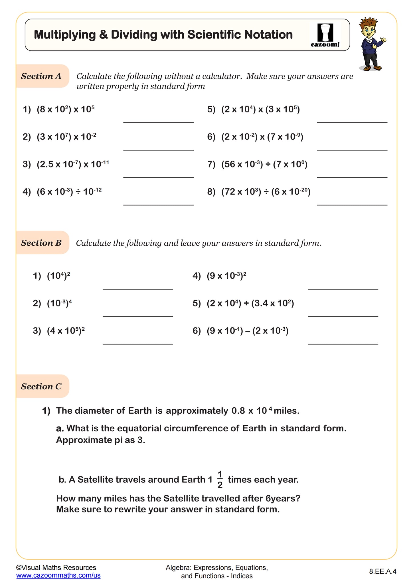 Multiplying and Dividing with Scientific Notation Worksheet | Fun and ...