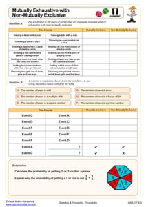 Mutually Exclusive Events Worksheet | Geometry PDF Worksheets