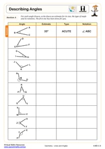 Naming Angles Worksheet | PDF Printable Geometry Worksheet