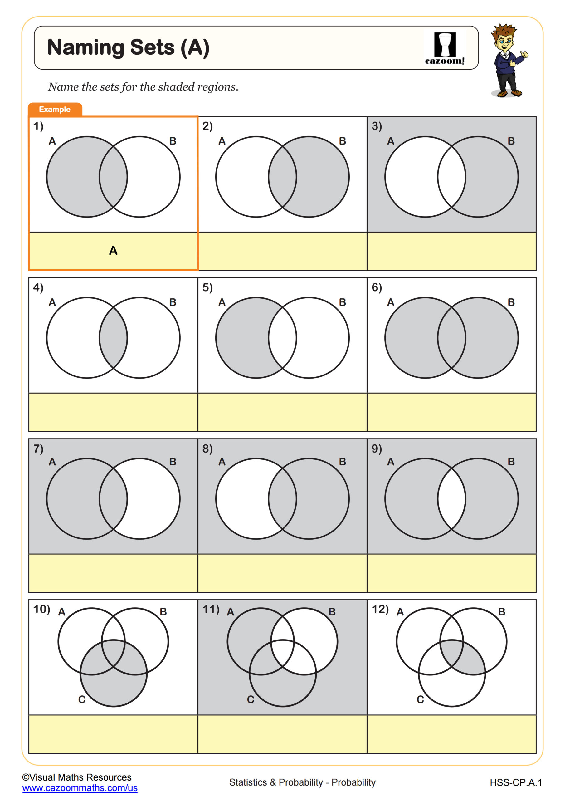 Sets and Venn Diagrams (B) Worksheet | Geometry PDF Worksheets | Cazoom ...