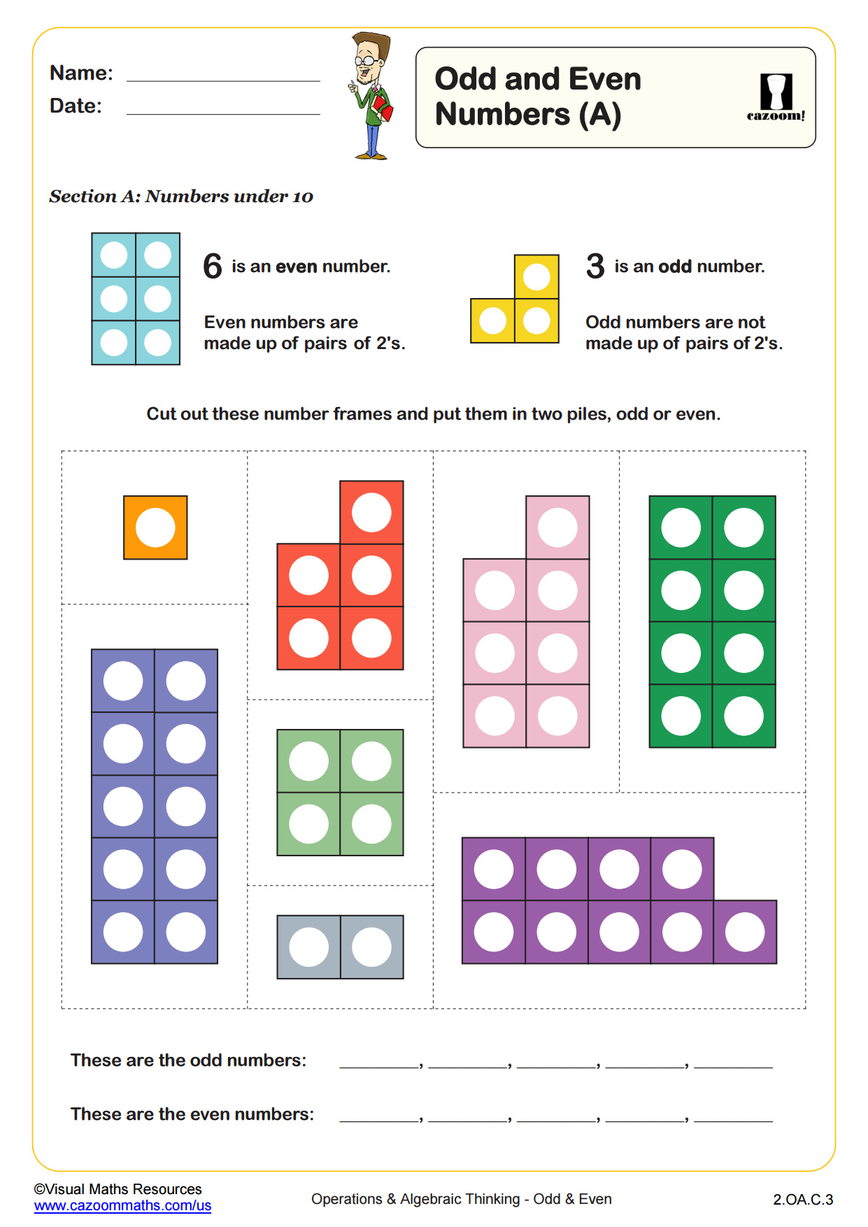 Odd and Even Numbers A | 2nd Grade PDF Operations and Algebraic ...