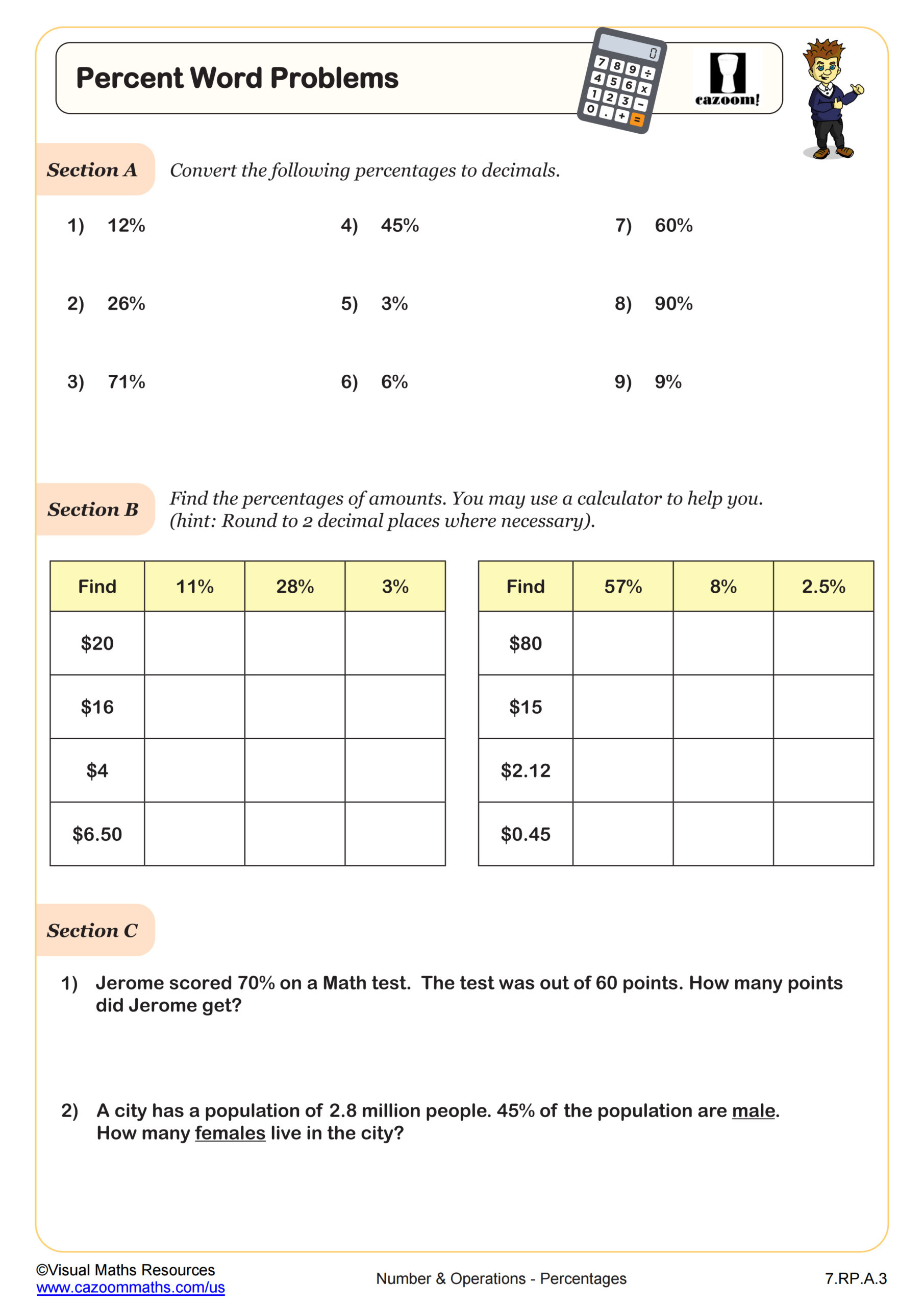 Percent Increase and Decrease Worksheet | Fun and Engaging 7th Grade ...