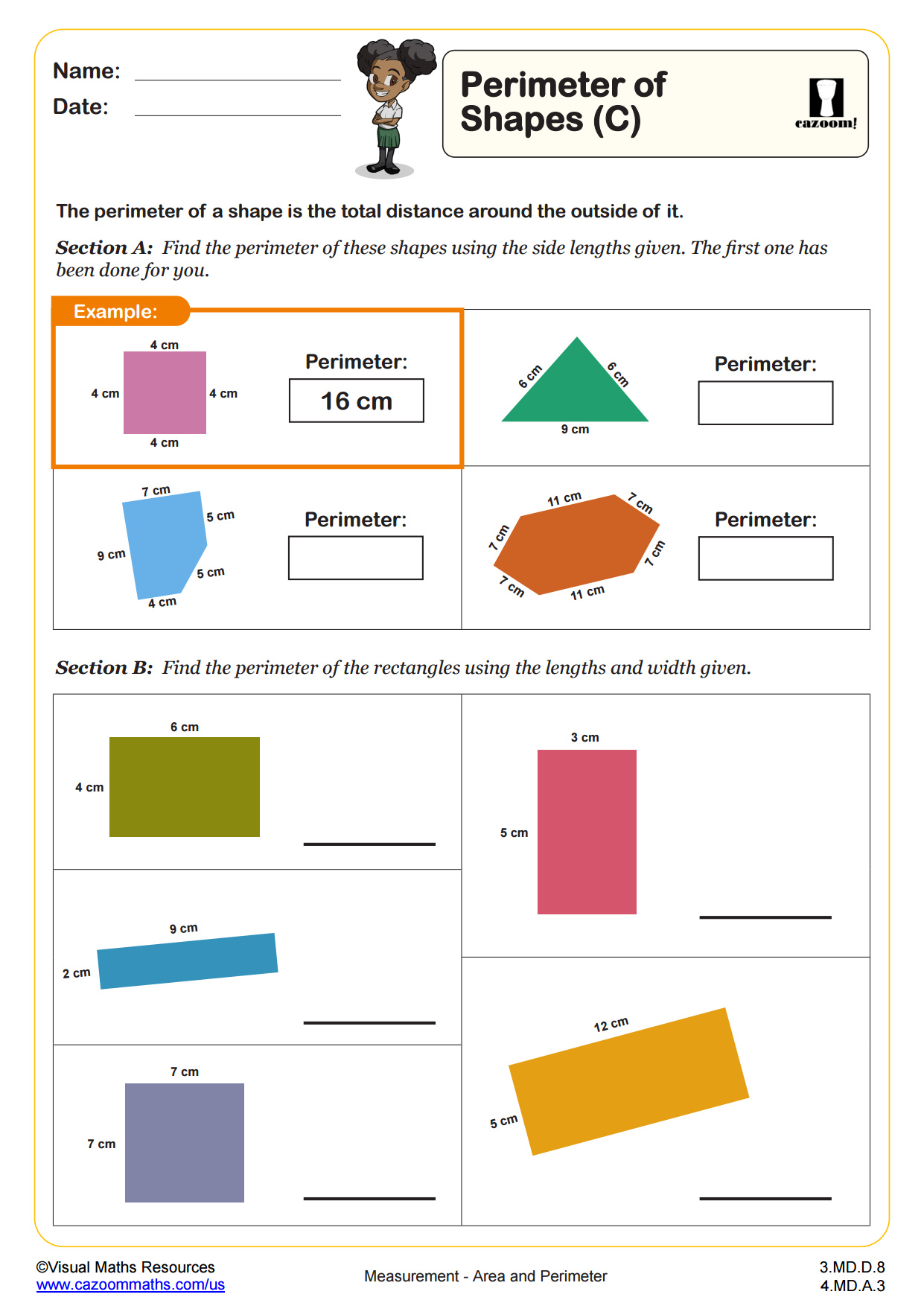 Perimeter of Shapes (C) | Fun and Engaging 3rd Grade PDF Worksheets