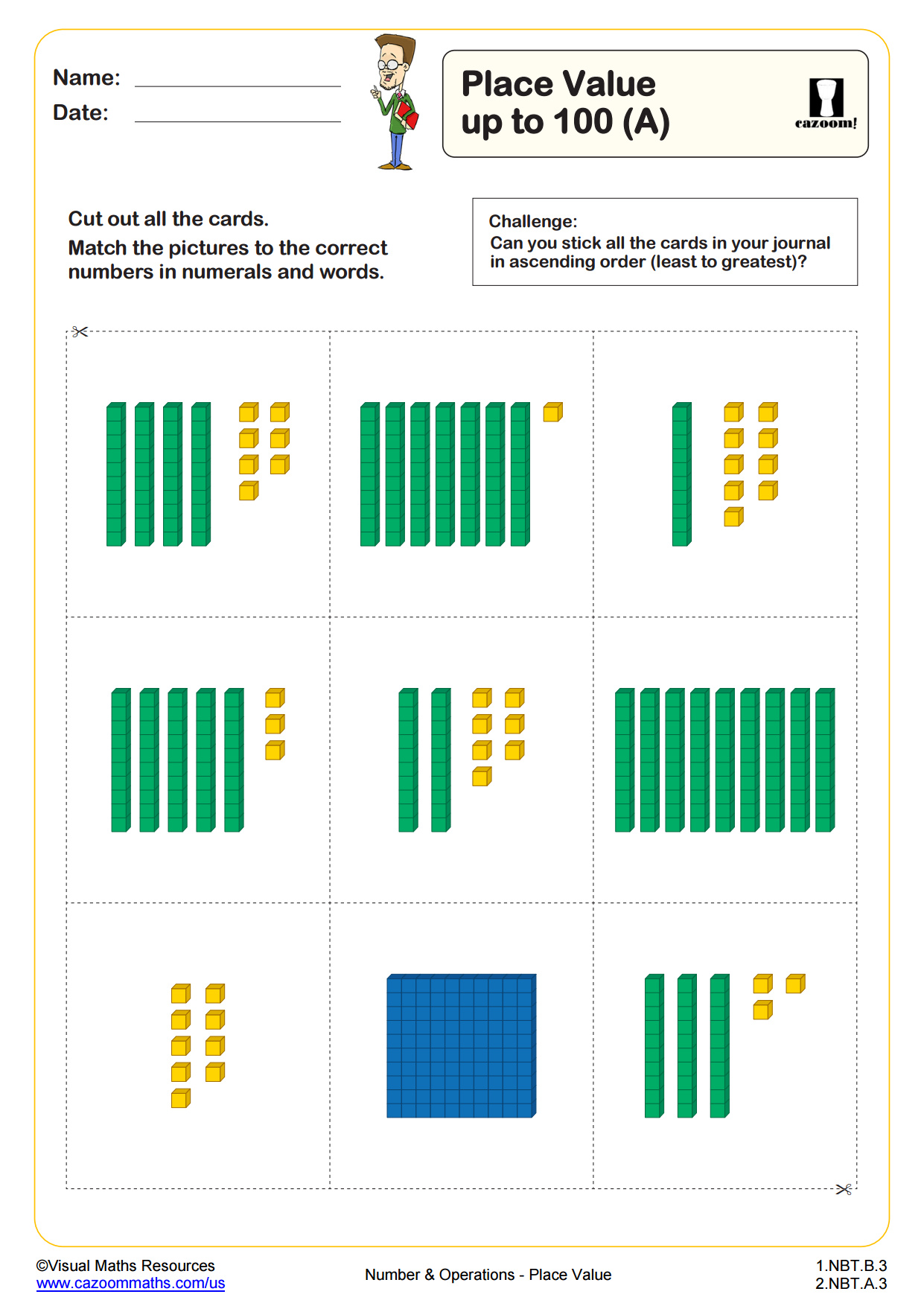 Place Value up to 100 (A) | PDF printable Number and Operations ...