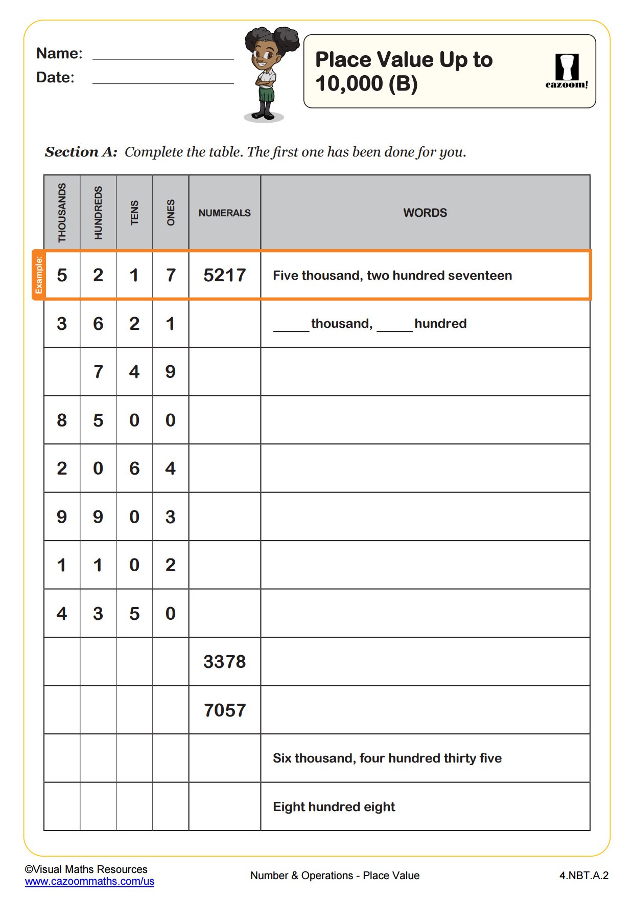 Compare and Order Numbers to 10,000 | PDF printable Number and ...
