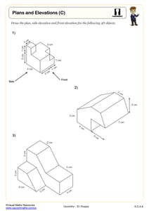 Plans and Elevations (B) Worksheet | PDF Printable Geometry Worksheet