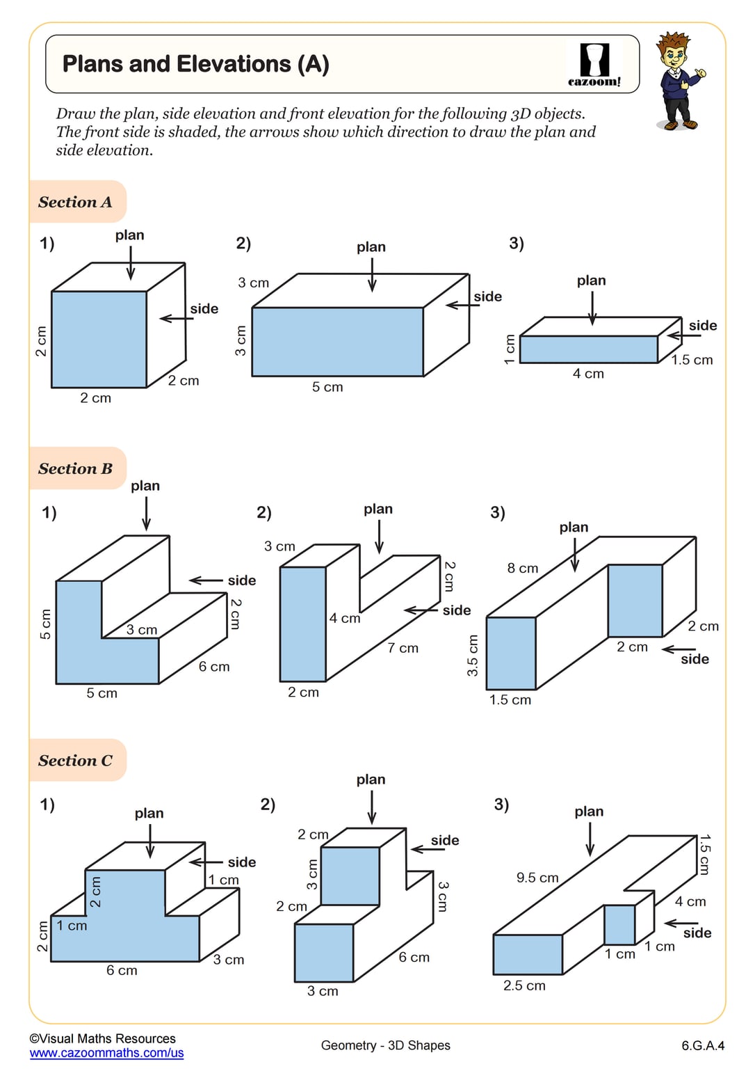 Plans and Elevations (C) Worksheet | Fun and Engaging 6th Grade PDF Worksheets