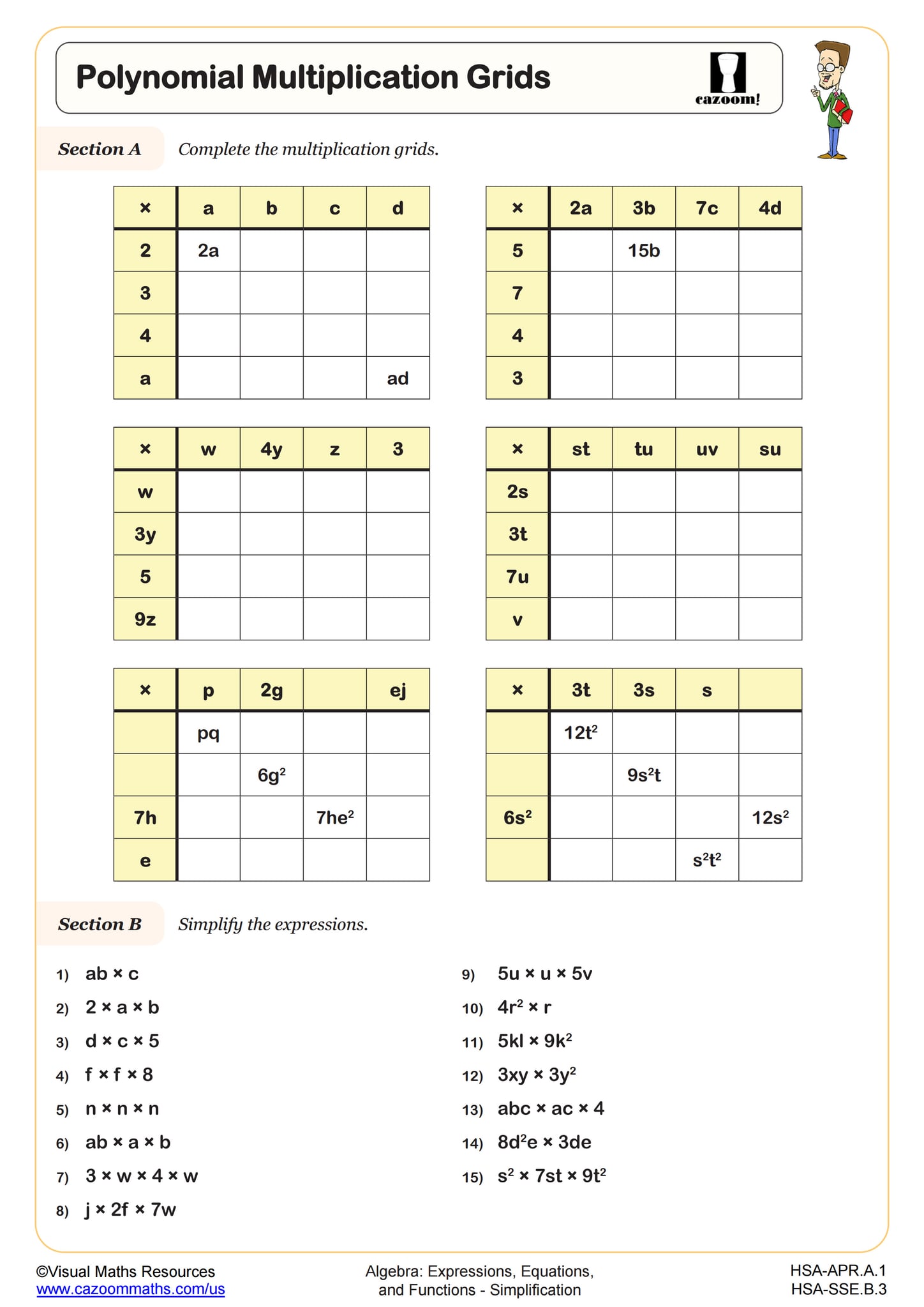 Polynomial Addition Pyramids (B) Worksheet | Fun and Engaging Algebra I ...